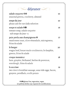 Menus – Coquette