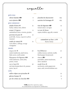 Menus – Coquette