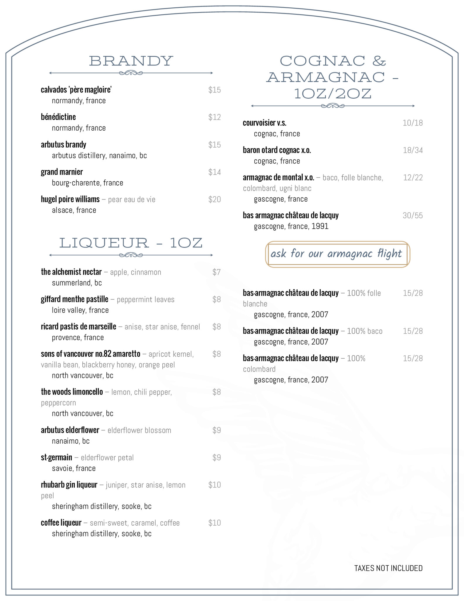 Menus – Coquette
