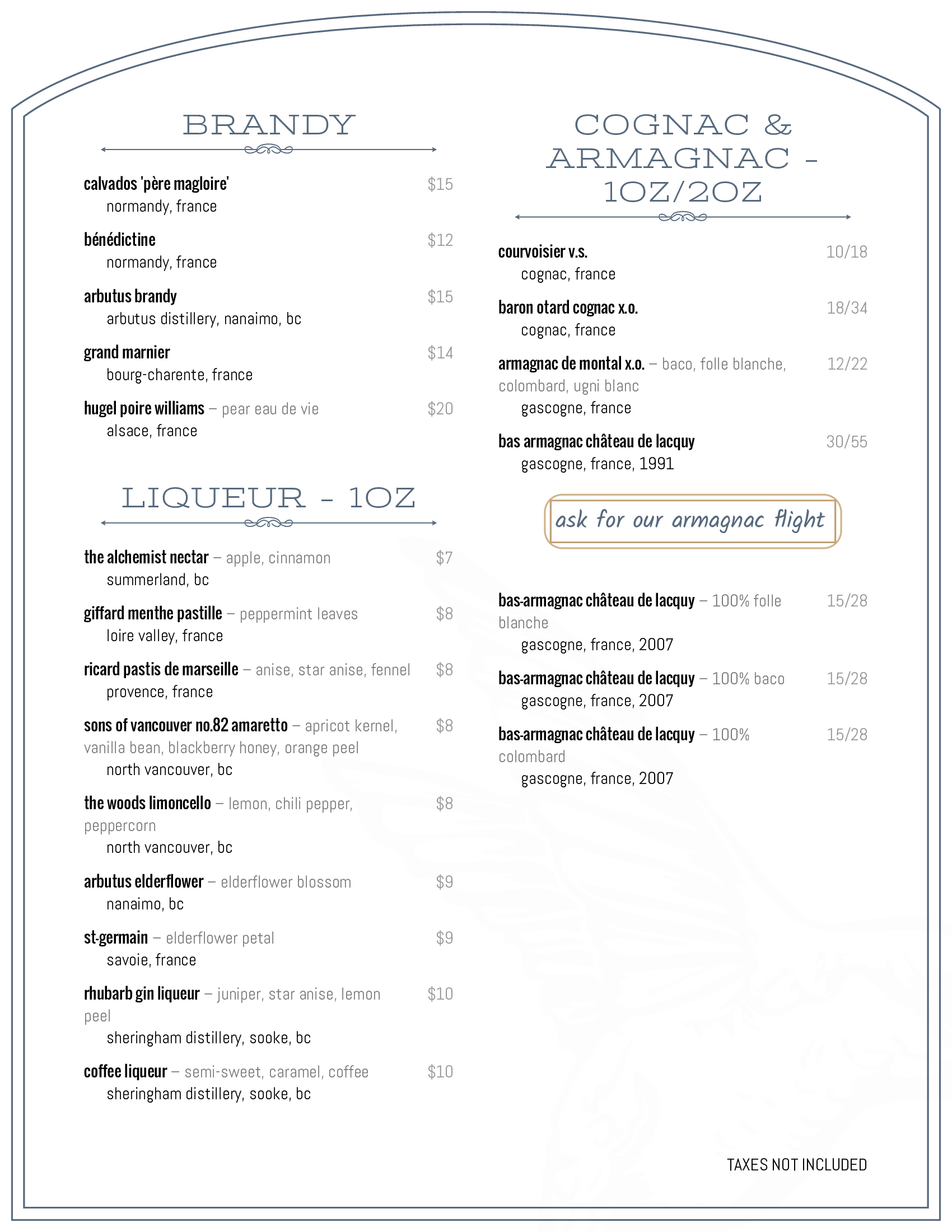 Menus – Coquette