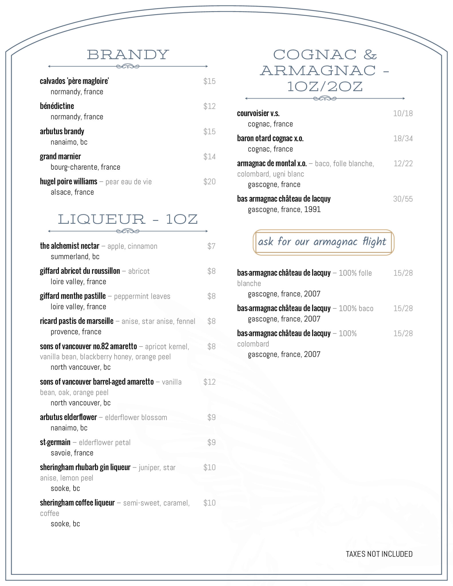 Menus – Coquette
