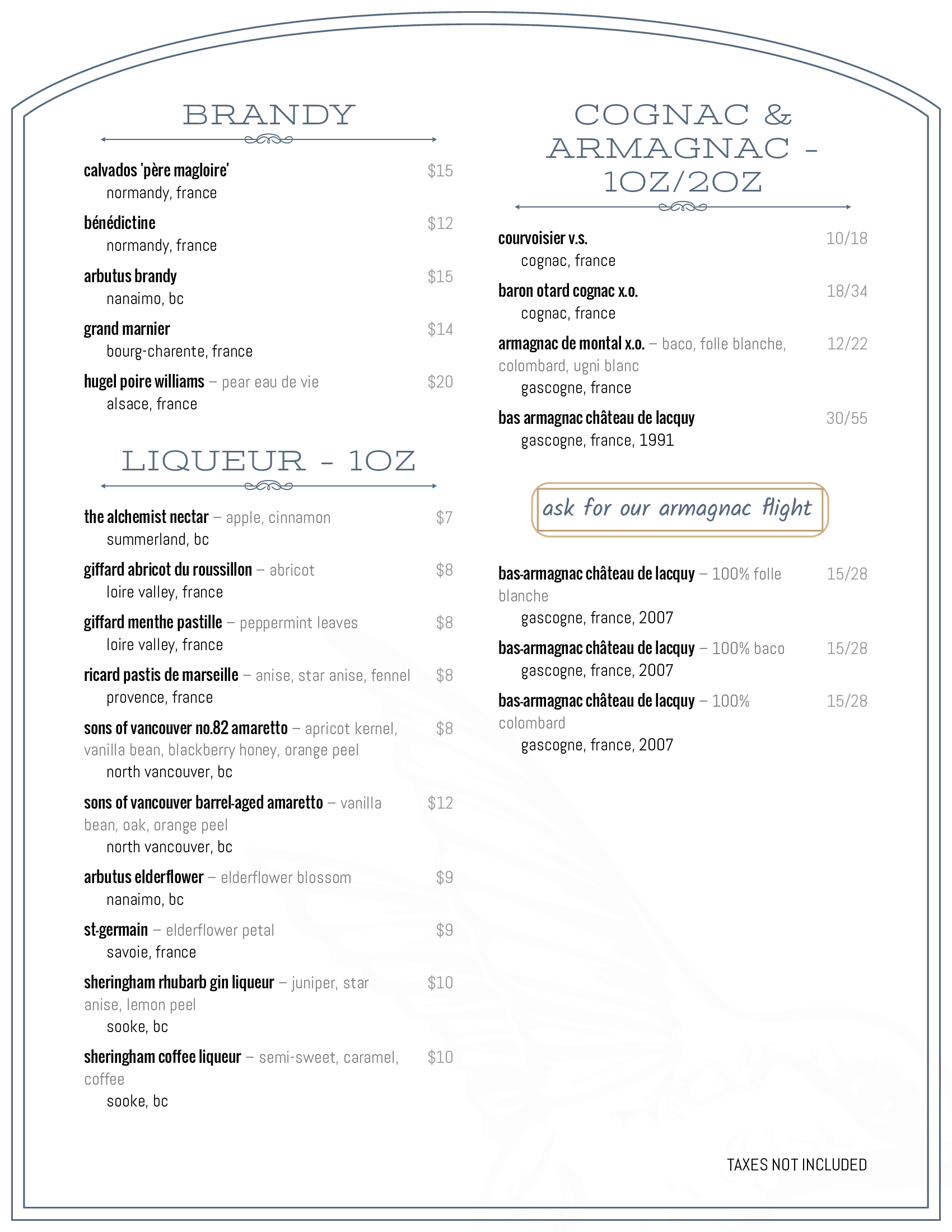 Menus – Coquette