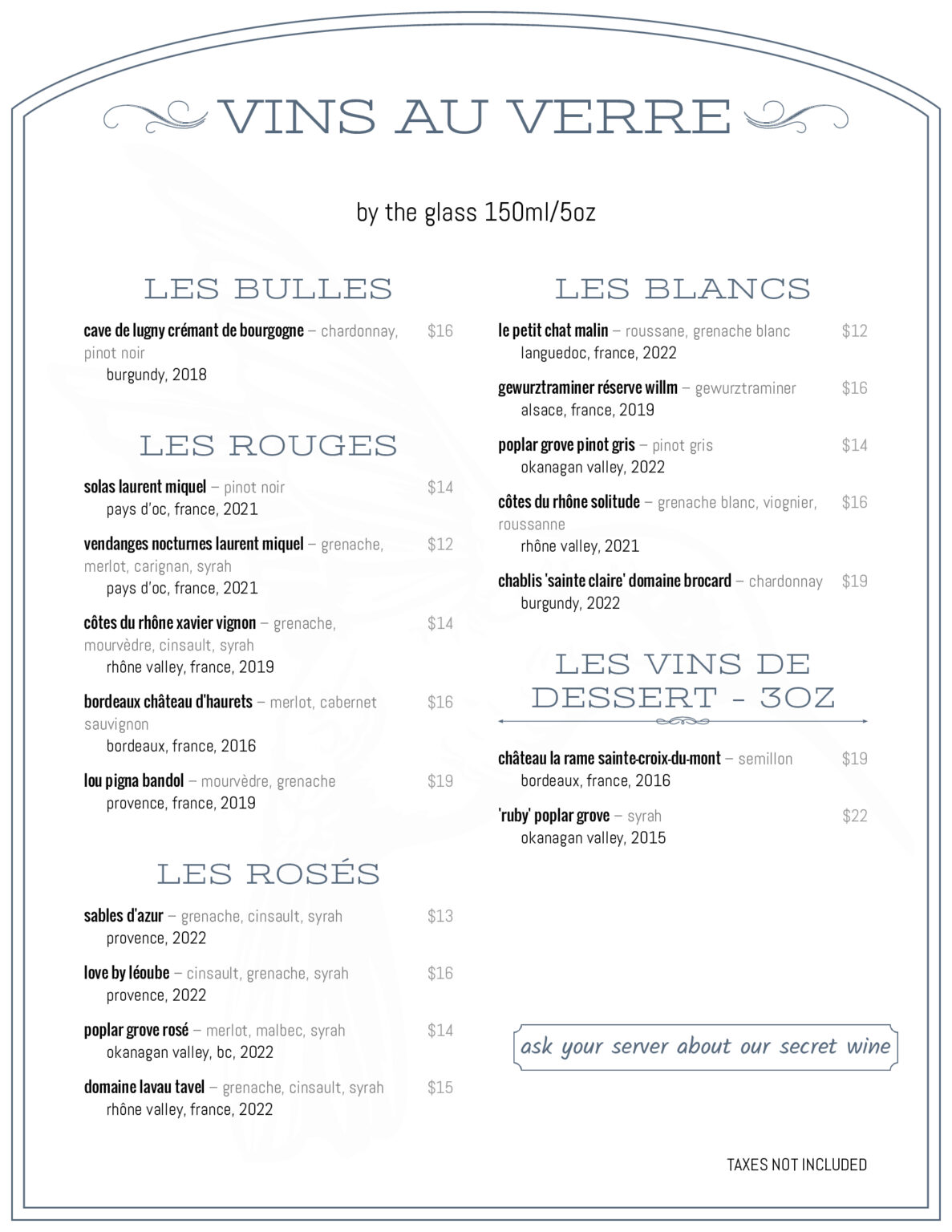 Menus – Coquette