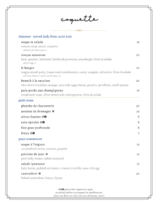 Menus – Coquette