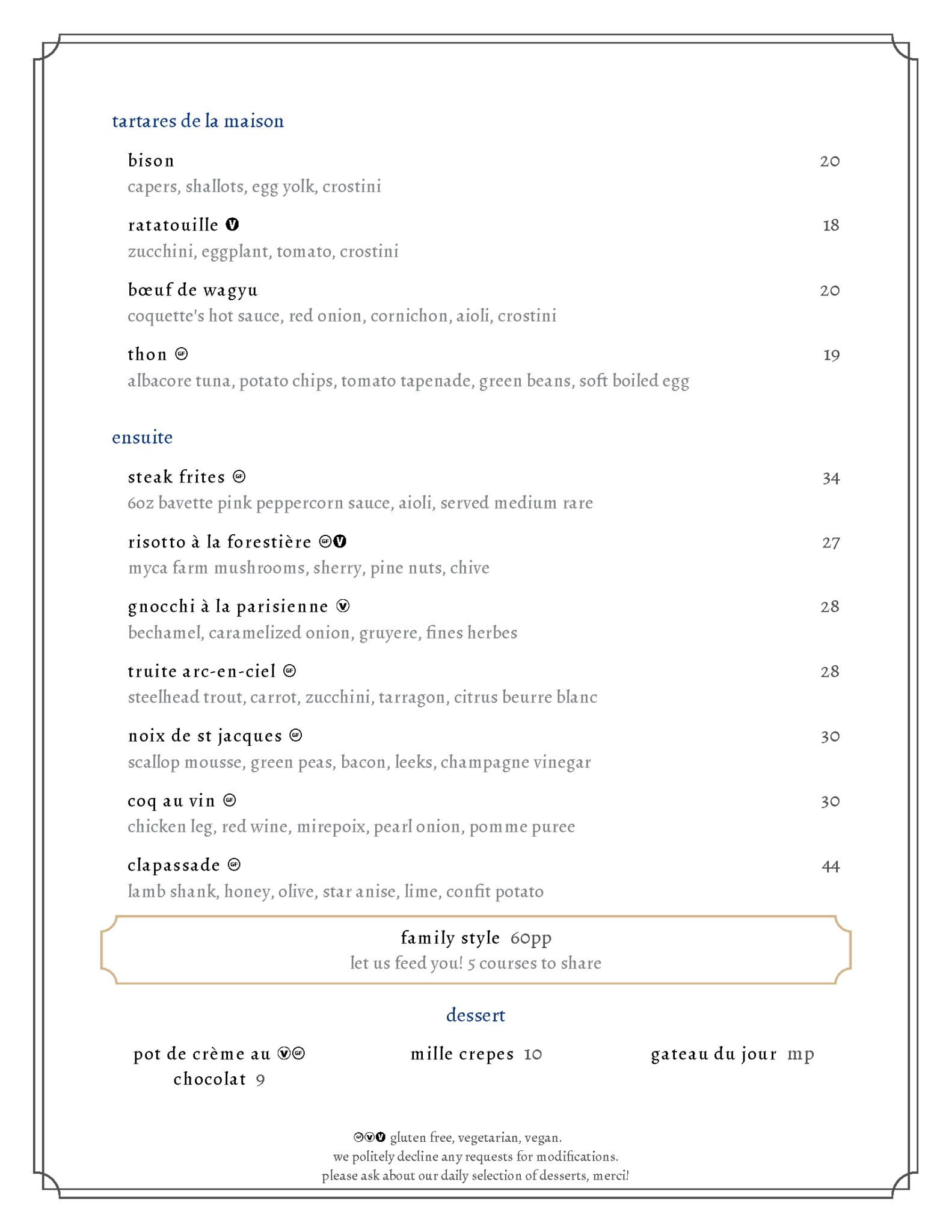 Menus – Coquette