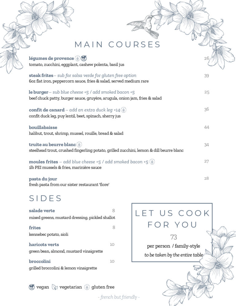 Menus – Coquette