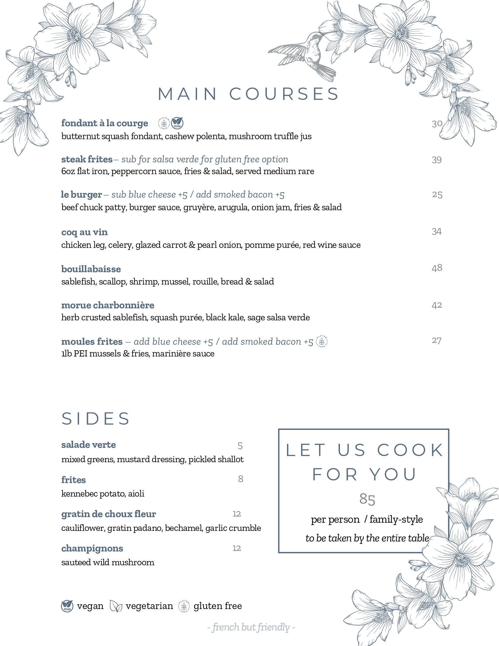 Menus – Coquette