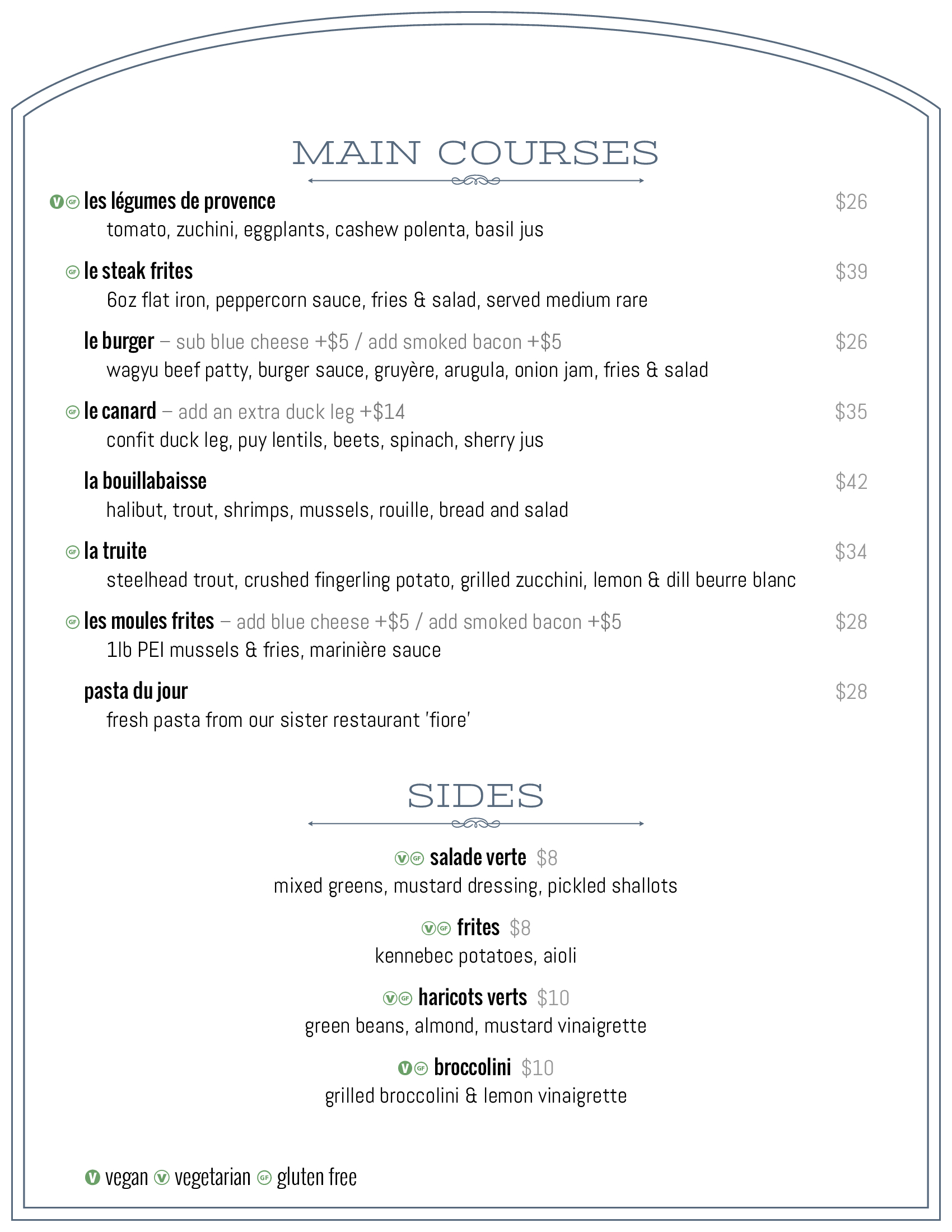 Menus – Coquette