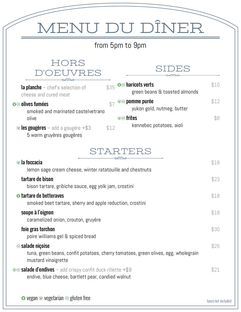 Menus – Coquette