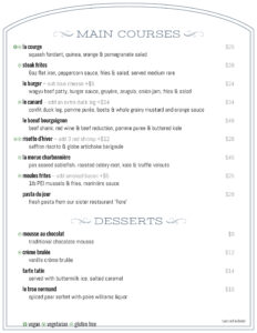Menus – Coquette