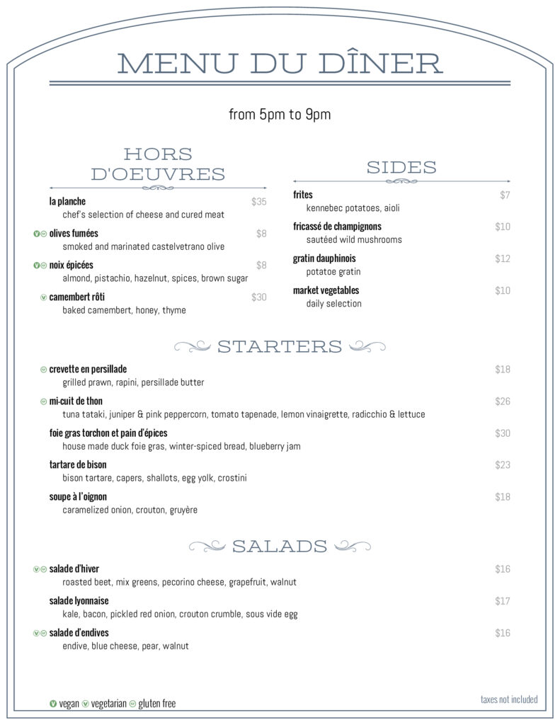 Menus – Coquette