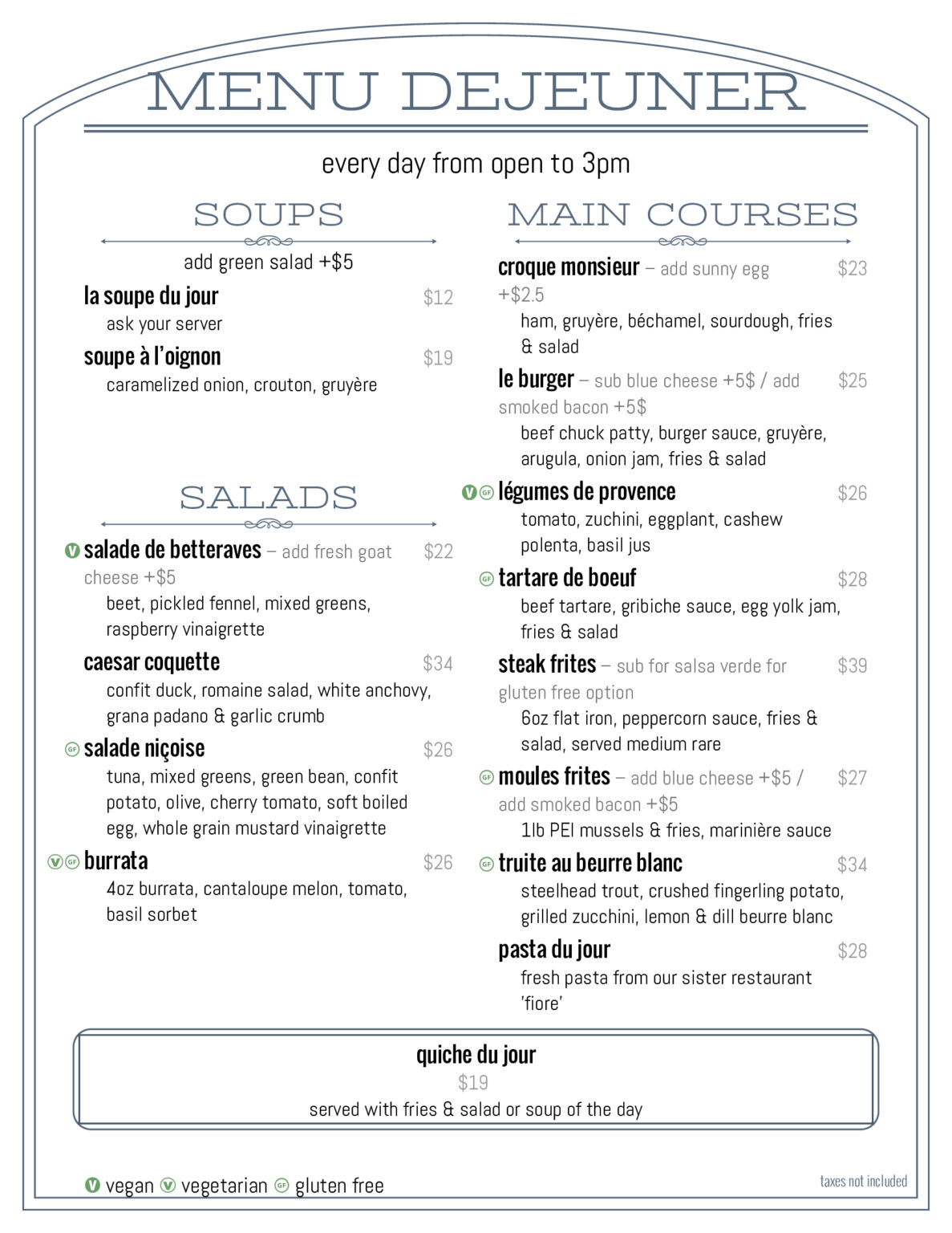 Menus – Coquette