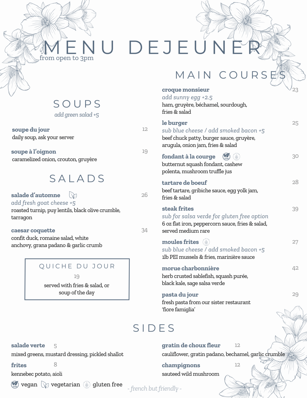 Menus – Coquette