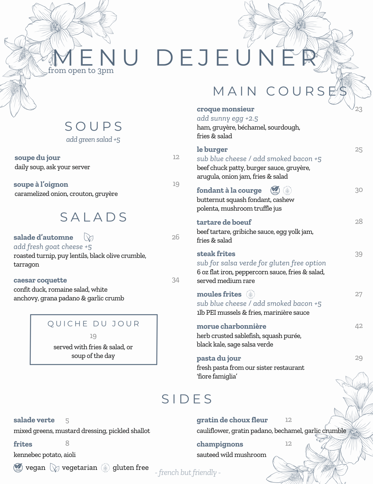 Menus – Coquette