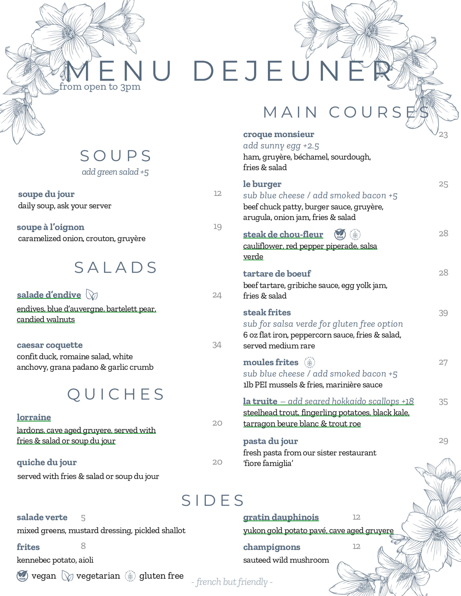 Menus – Coquette