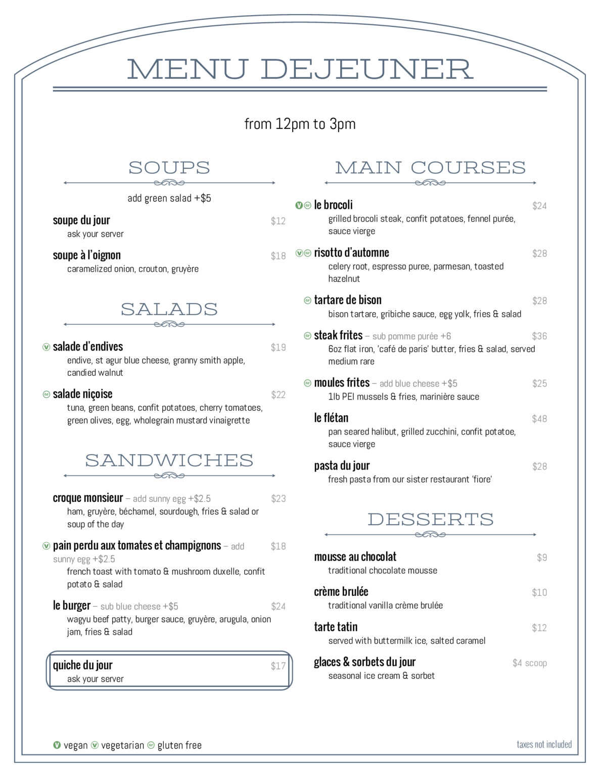 Menus – Coquette
