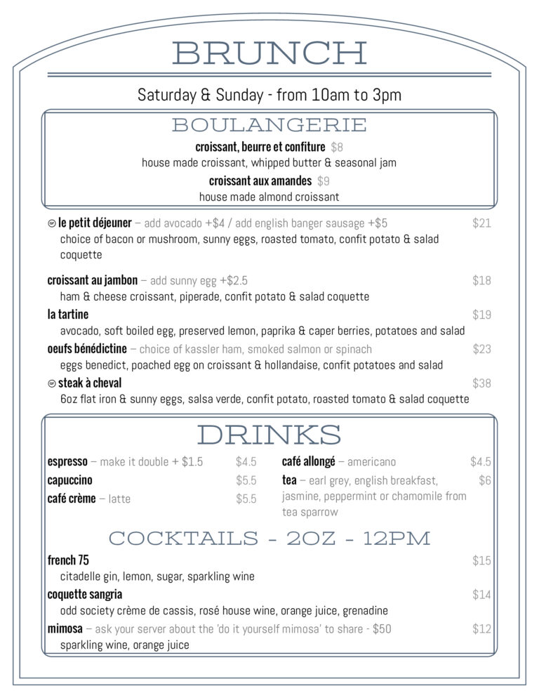 Menus – Coquette