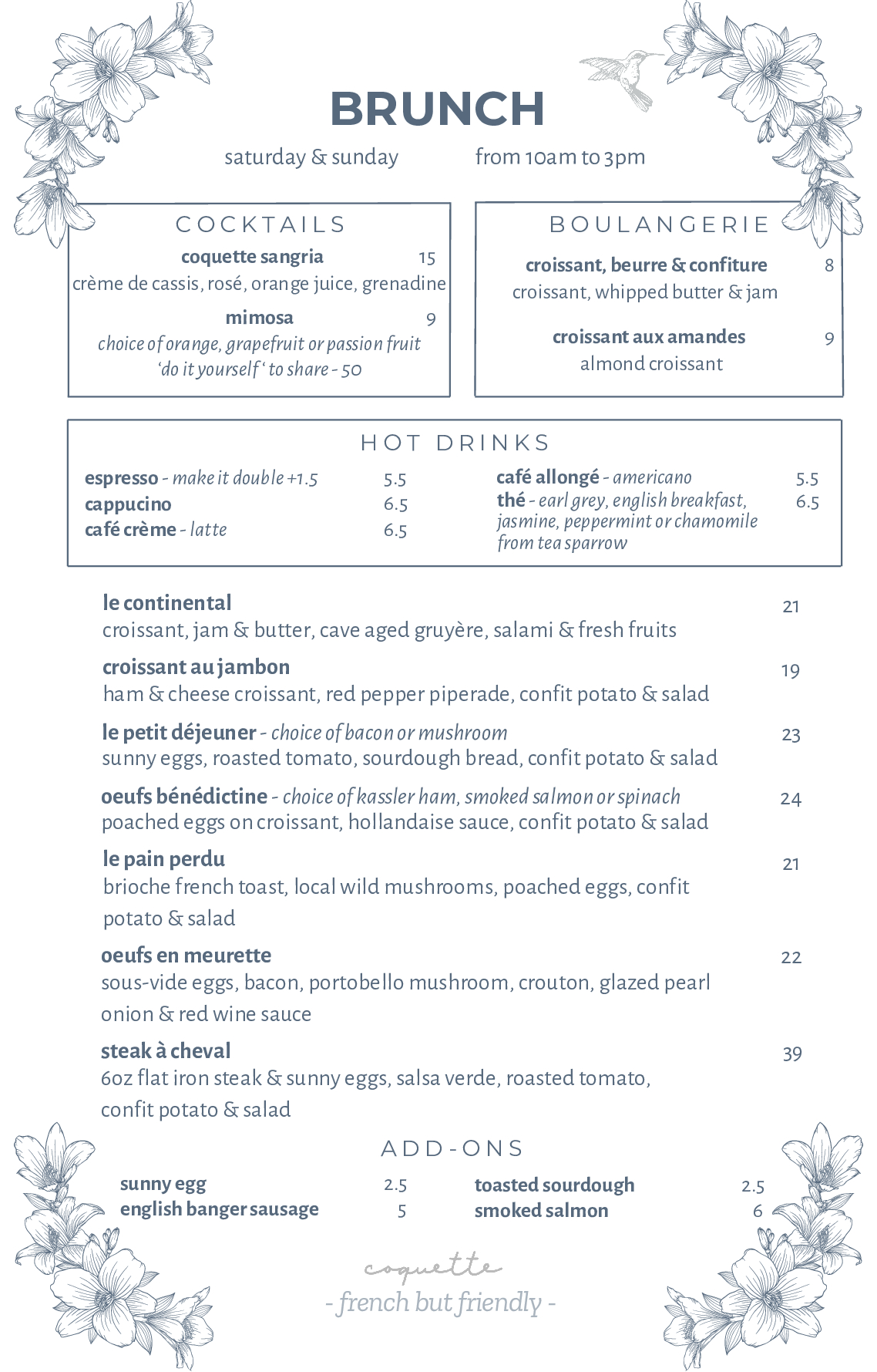 Menus – Coquette